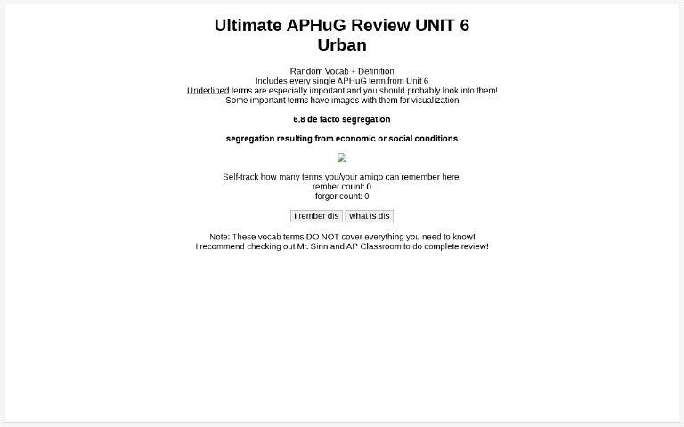 Ultimate APHuG Review UNIT 6Urban ― Perchance Generator