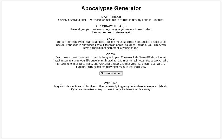 Apocalypse Generator