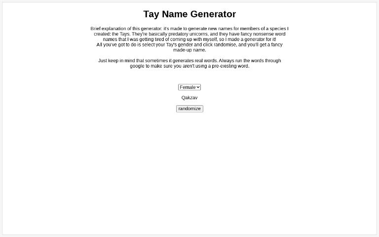 Tay Name Generator