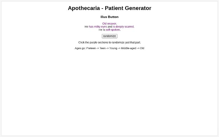 Apothecaria - Patient Generator