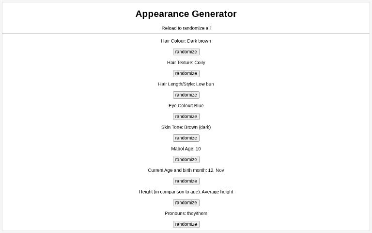 Appearance Generator