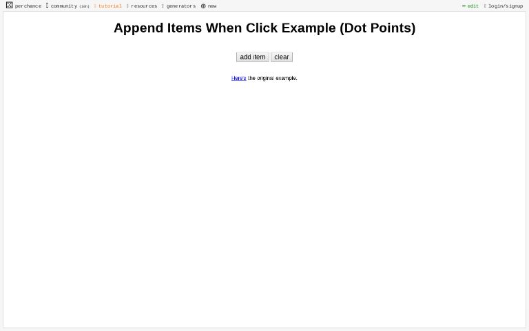 Append Items When Click Example (Dot Points) ― Perchance Generator