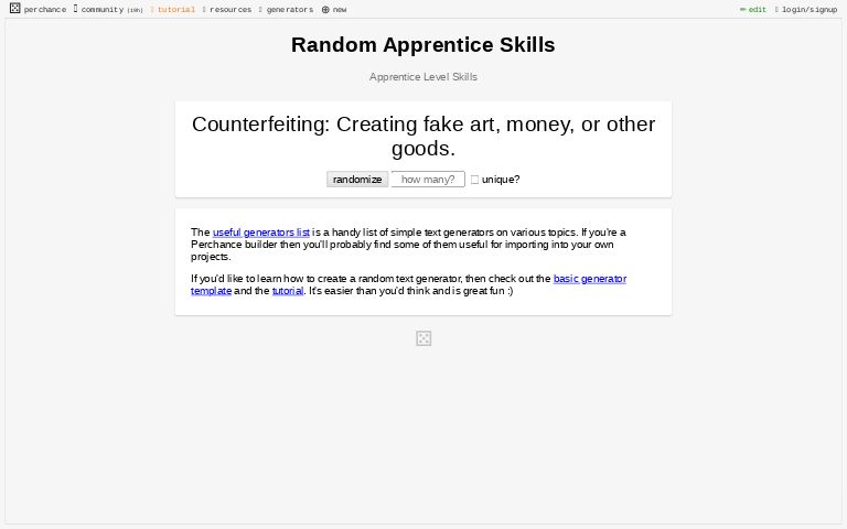 Random Apprentice Skills ― Perchance Generator