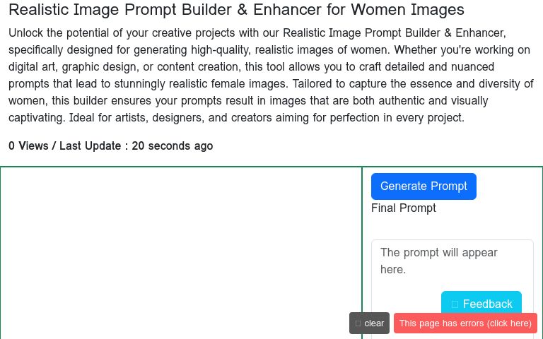 Realistic Image Prompt Builder & Enhancer for Women Images ― Perchance ...