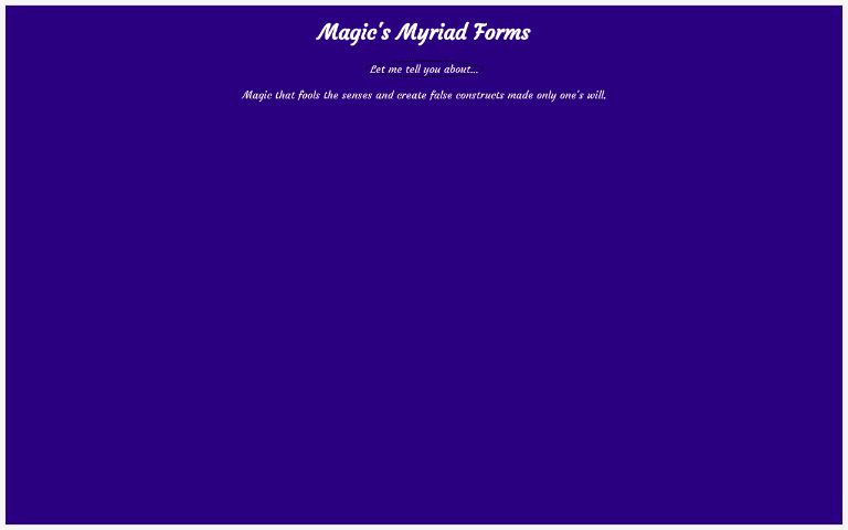 Magic's Myriad Forms ― Perchance Generator