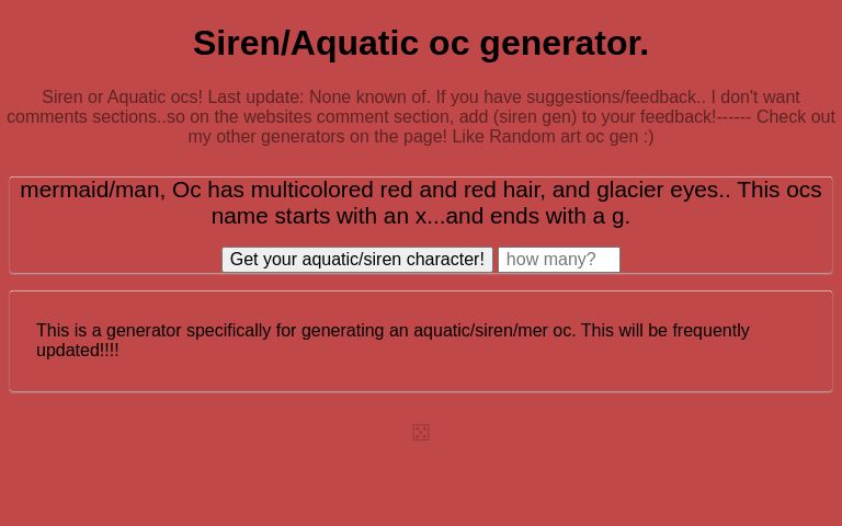 Siren/Aquatic oc generator.
