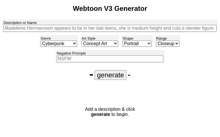 Webtoon V3 Generator