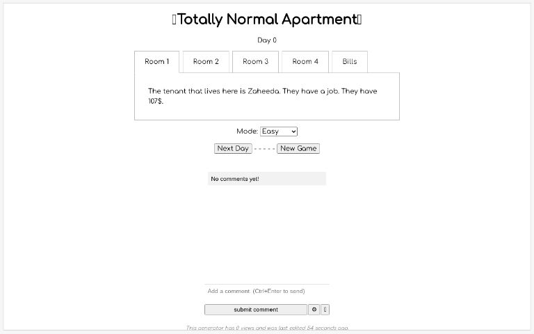 Totally Normal Apartment Game ― Perchance Generator
