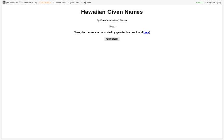 Hawaiian Given Names ― Perchance Generator