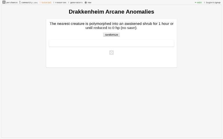 Drakkenheim Arcane Anomalies ― Perchance Generator