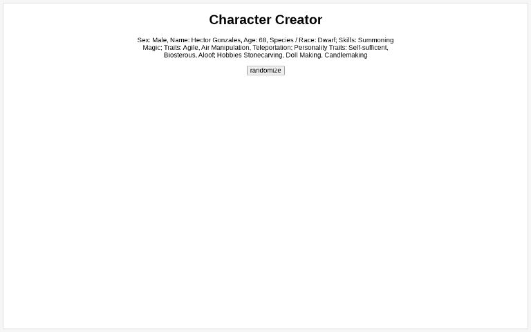 Character Creator ― Perchance Generator