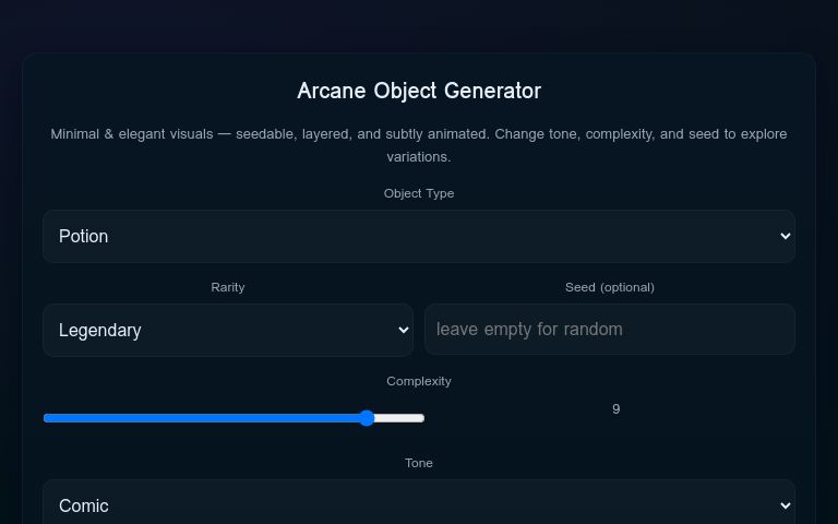 Arcane Object Generator