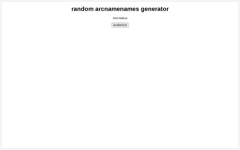 random arcnamenames generator