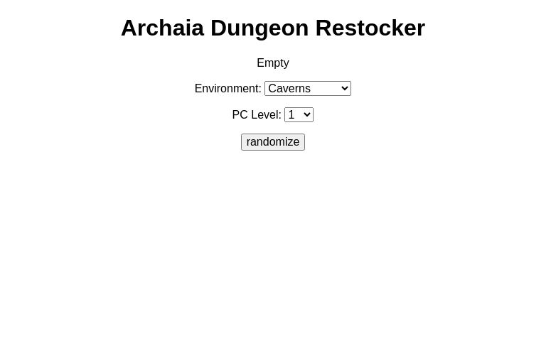 Archaia Dungeon Restocker ― Perchance Generator