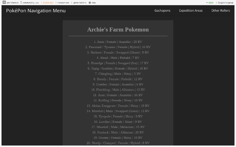Archie's Farm Pokemon ― Perchance Generator