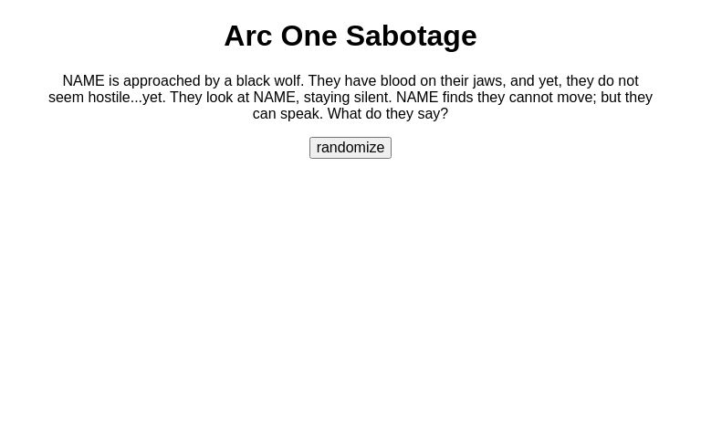 Arc One Sabotage ― Perchance Generator