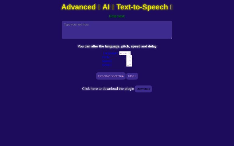 Advanced 🤖 AI 💬 Text-to-Speech 🗣️ ― Perchance Generator