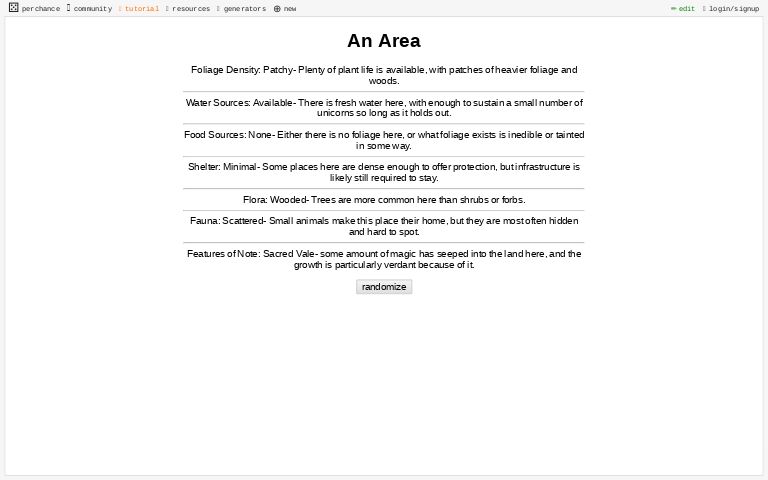 An Area ― Perchance Generator