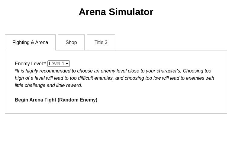 Arena Simulator ― Perchance Generator