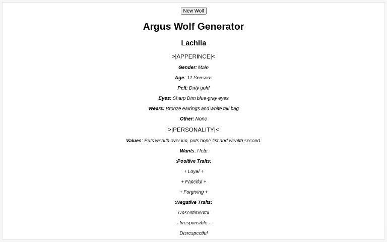 Argus Wolf Generator