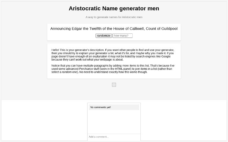 Aristocratic Name generator men
