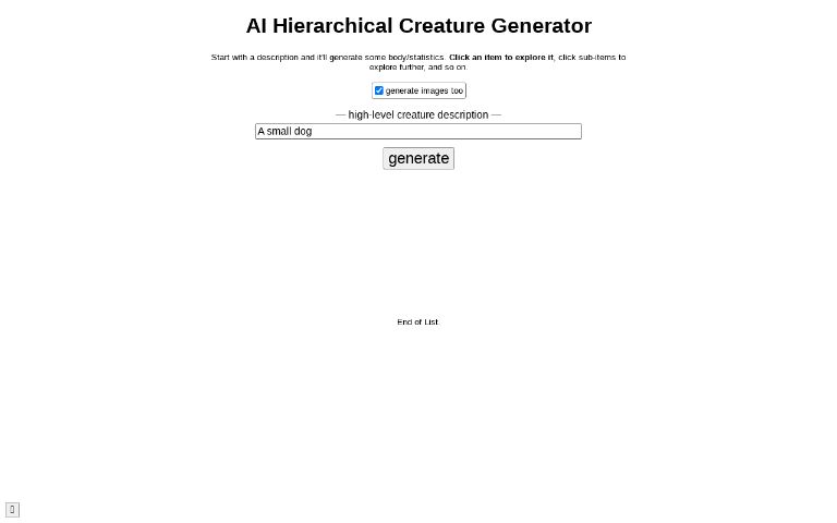 AI Hierarchical Creature Generator