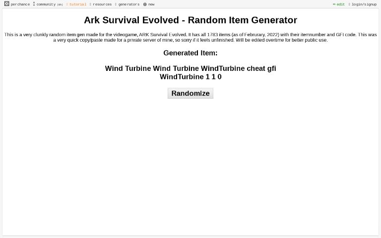 Ark Survival Evolved - Random Item Generator