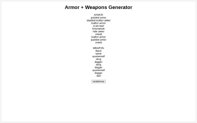 Armor + Weapons Generator