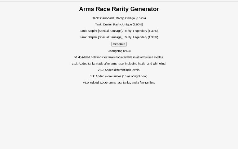 Arms Race Rarity Generator