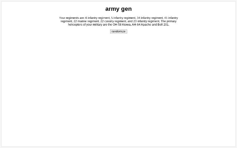 army gen ― Perchance Generator