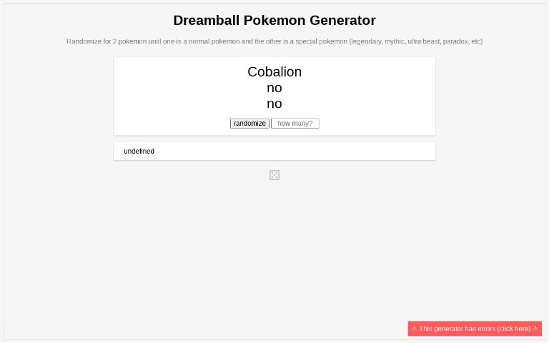 Dreamball Pokemon Generator