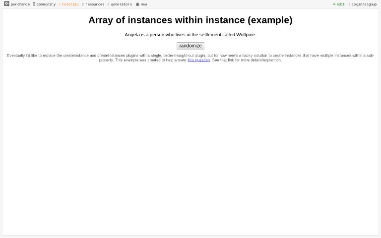 Array of instances within instance (example) ― Perchance Generator