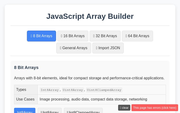 JavaScript Array Builder ― Perchance Generator