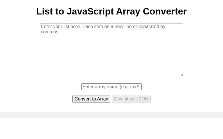 List to JavaScript Array Converter ― Perchance Generator