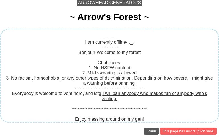 ~ Arrow's Forest ~ ― Perchance Generator