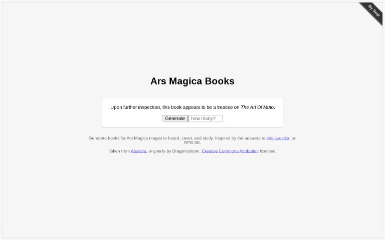 Ars Magica Books ― Perchance Generator