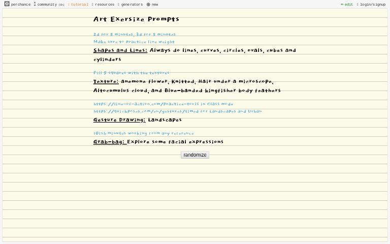 Art Exercise Prompts ― Perchance Generator
