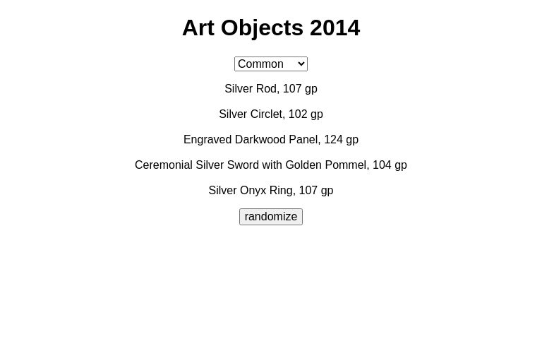 Art Objects ― Perchance Generator