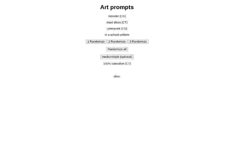 Art prompts ― Perchance Generator