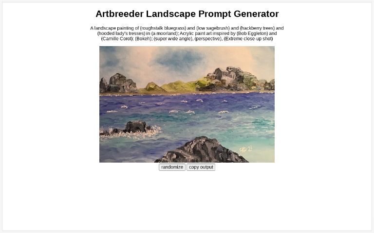 Artbreeder Landscape Prompt Generator