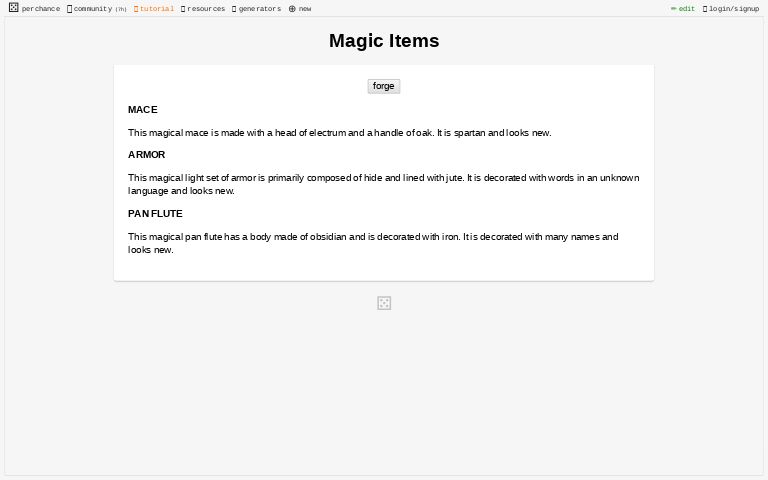 Magic Items ― Perchance Generator