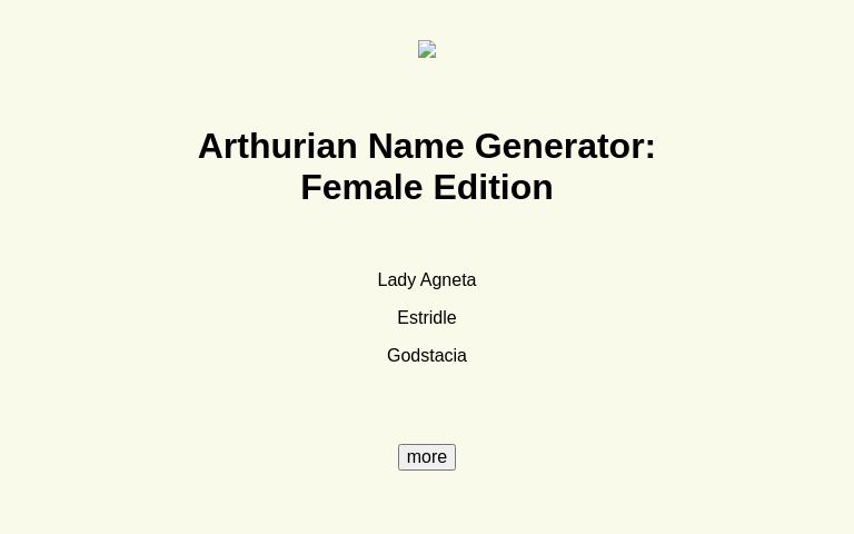 Arthurian Name Generator: Female Edition