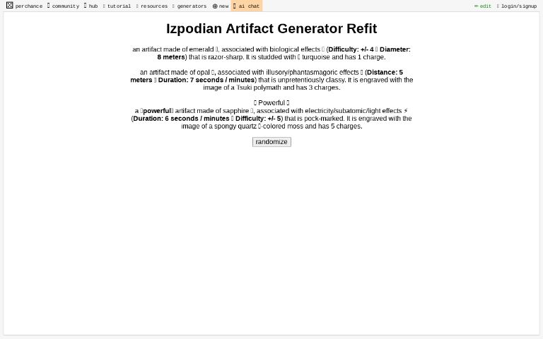 Izpodian Artifact Generator Refit