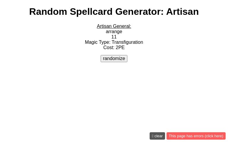 Random Spellcard Generator: Artisan