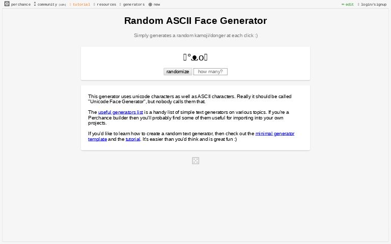 Random ASCII Face Generator