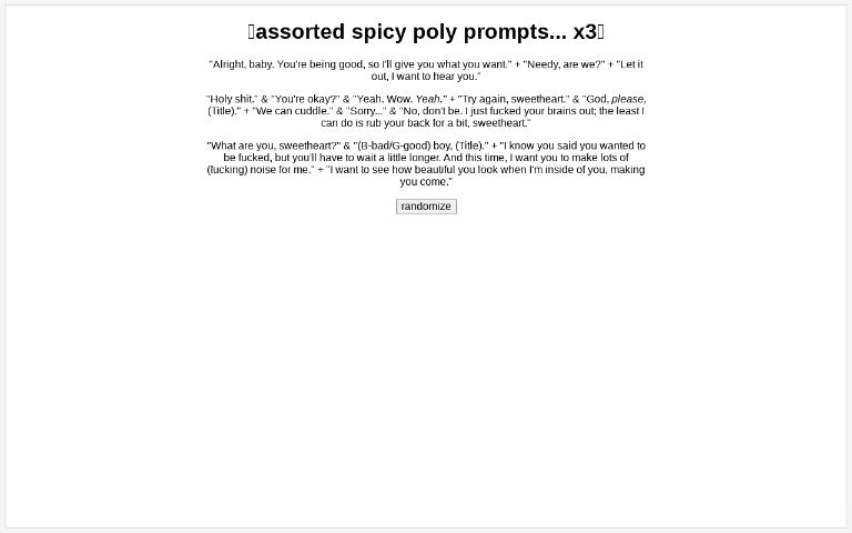 🔥assorted spicy poly prompts... x3🔥 ― Perchance Generator
