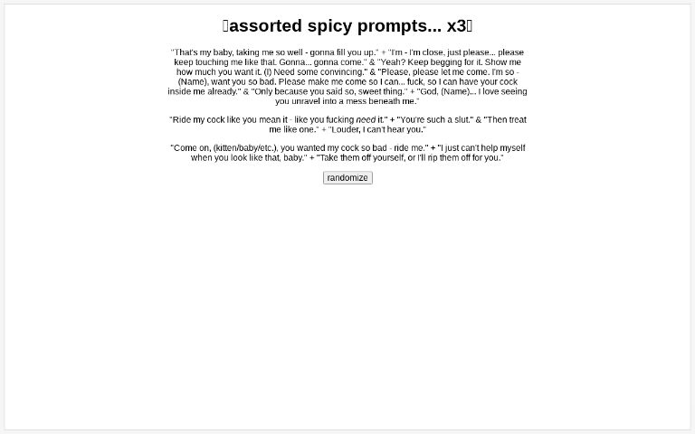 💫assorted spicy prompts... x3💫 ― Perchance Generator
