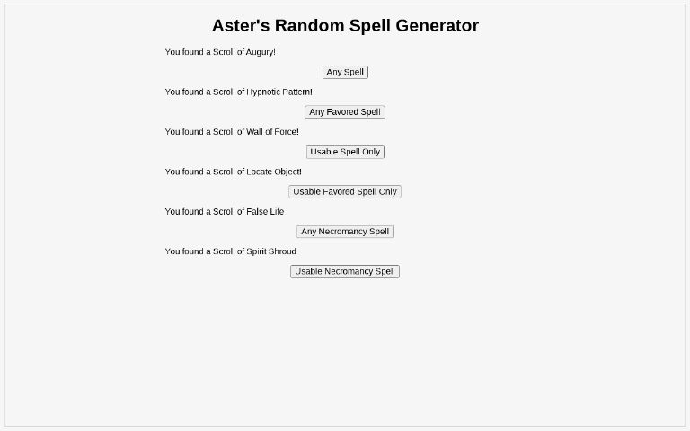 Aster's Random Spell Generator