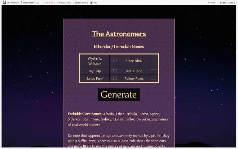 The Astronomers ― Perchance Generator