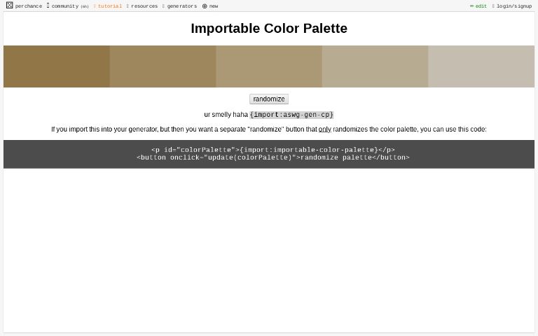 Importable Color Palette ― Perchance Generator